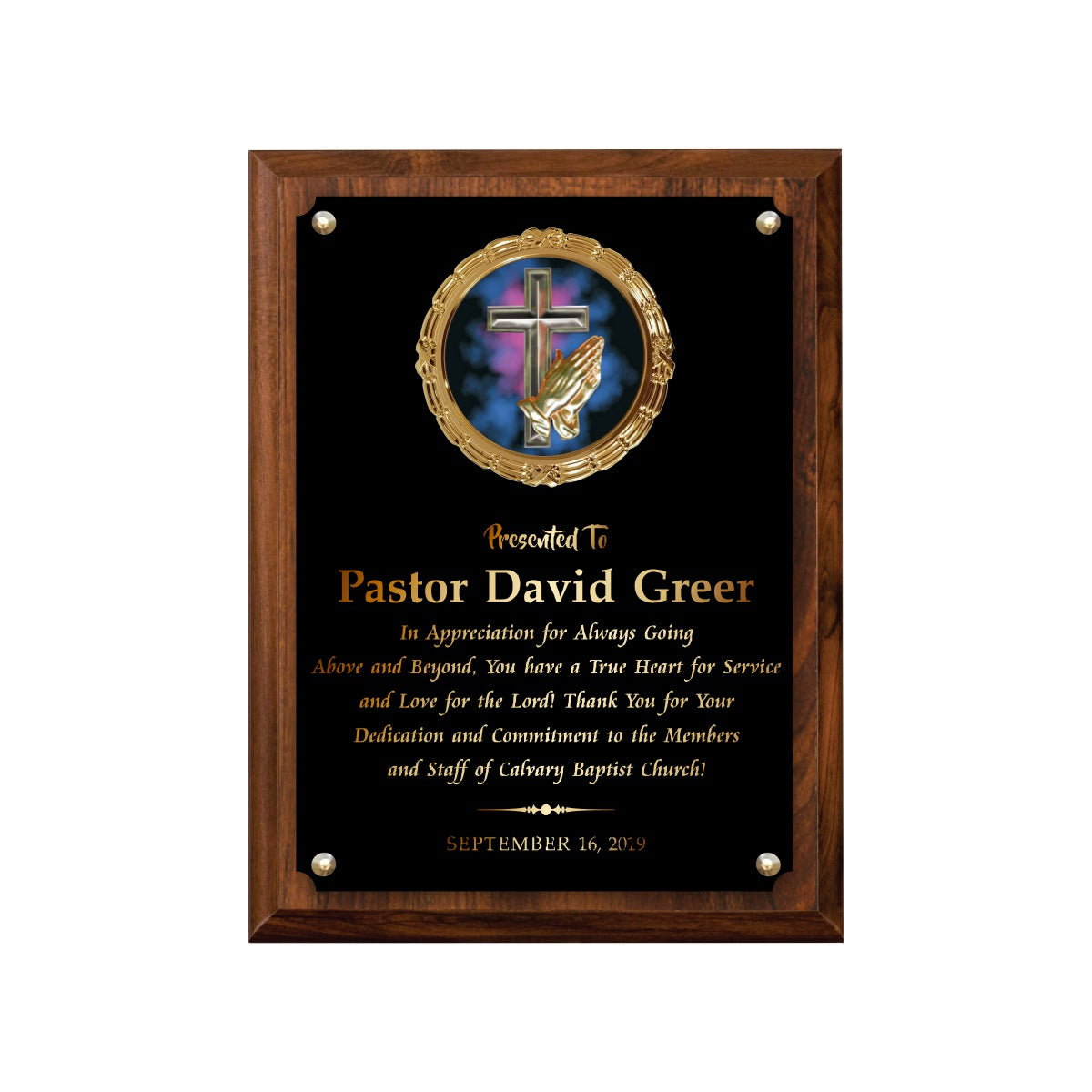 award plaque examples