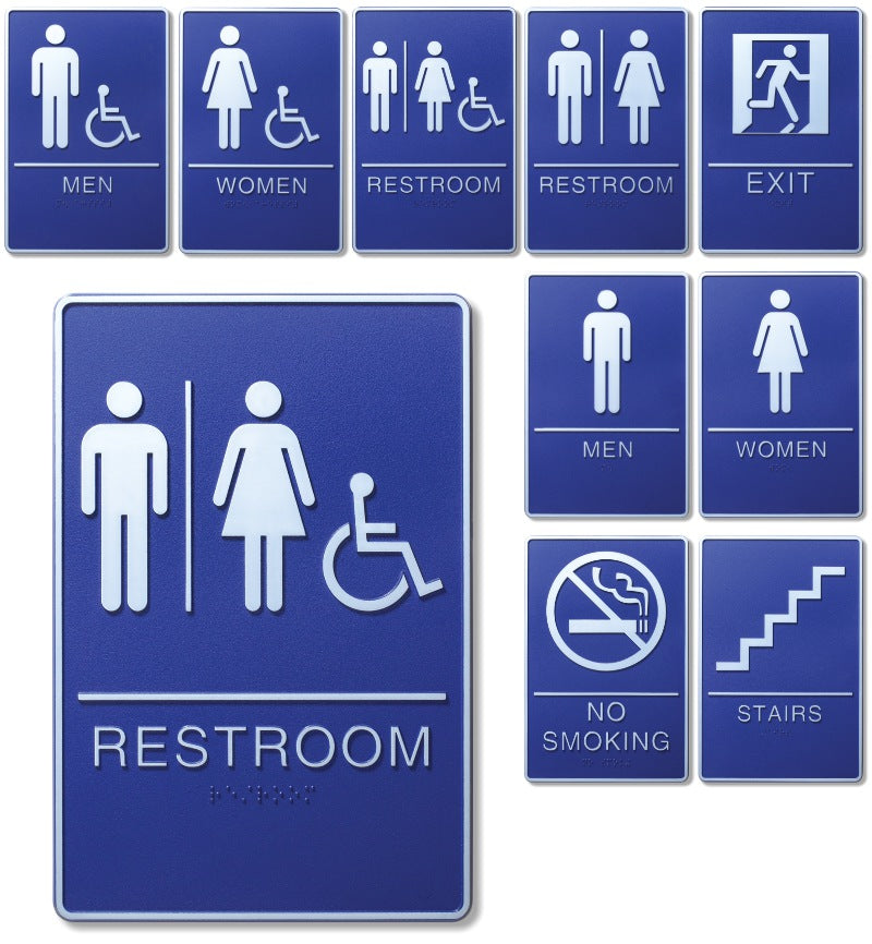 Blue Restroom Signs